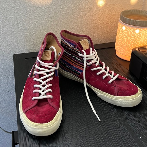 Vans | Shoes | Rare Aztec Burgundy Vans High Tops | Poshmark